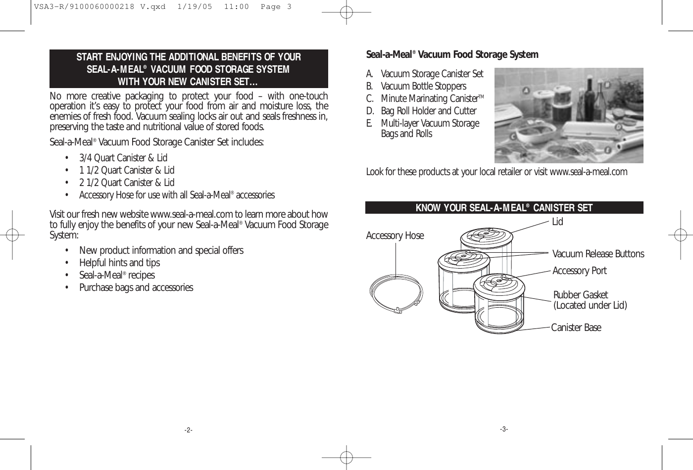 Seal A Meal Vsa3 R Users Manual R/9100060000218 V
