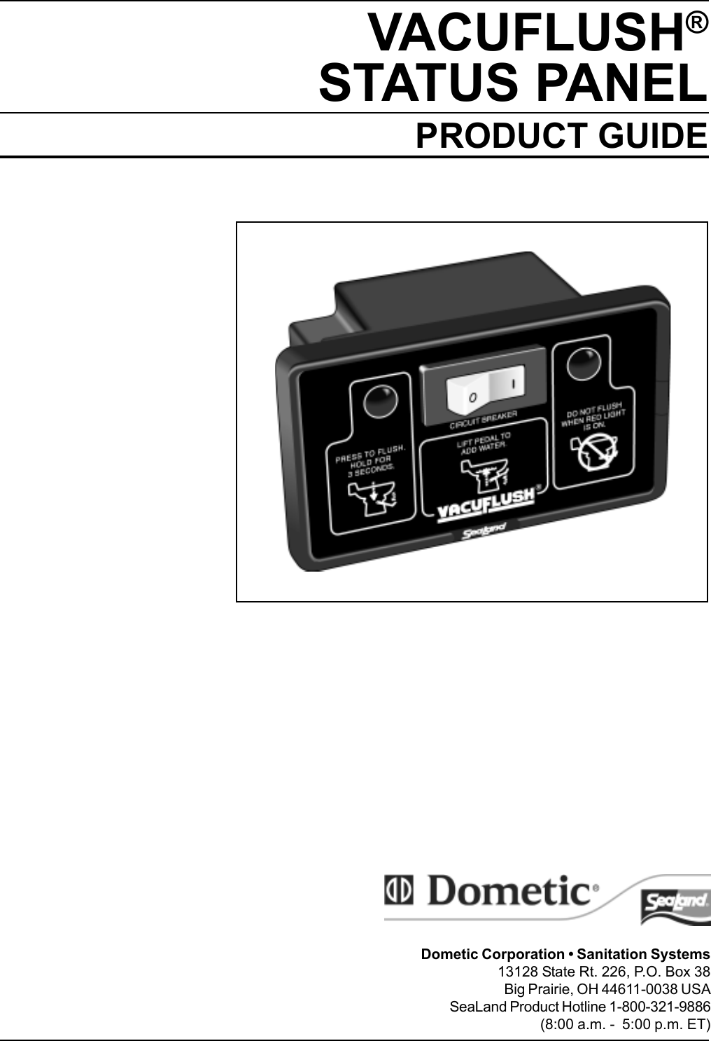 Sealand Vacuflush Users Manual 600342639 Status Panel