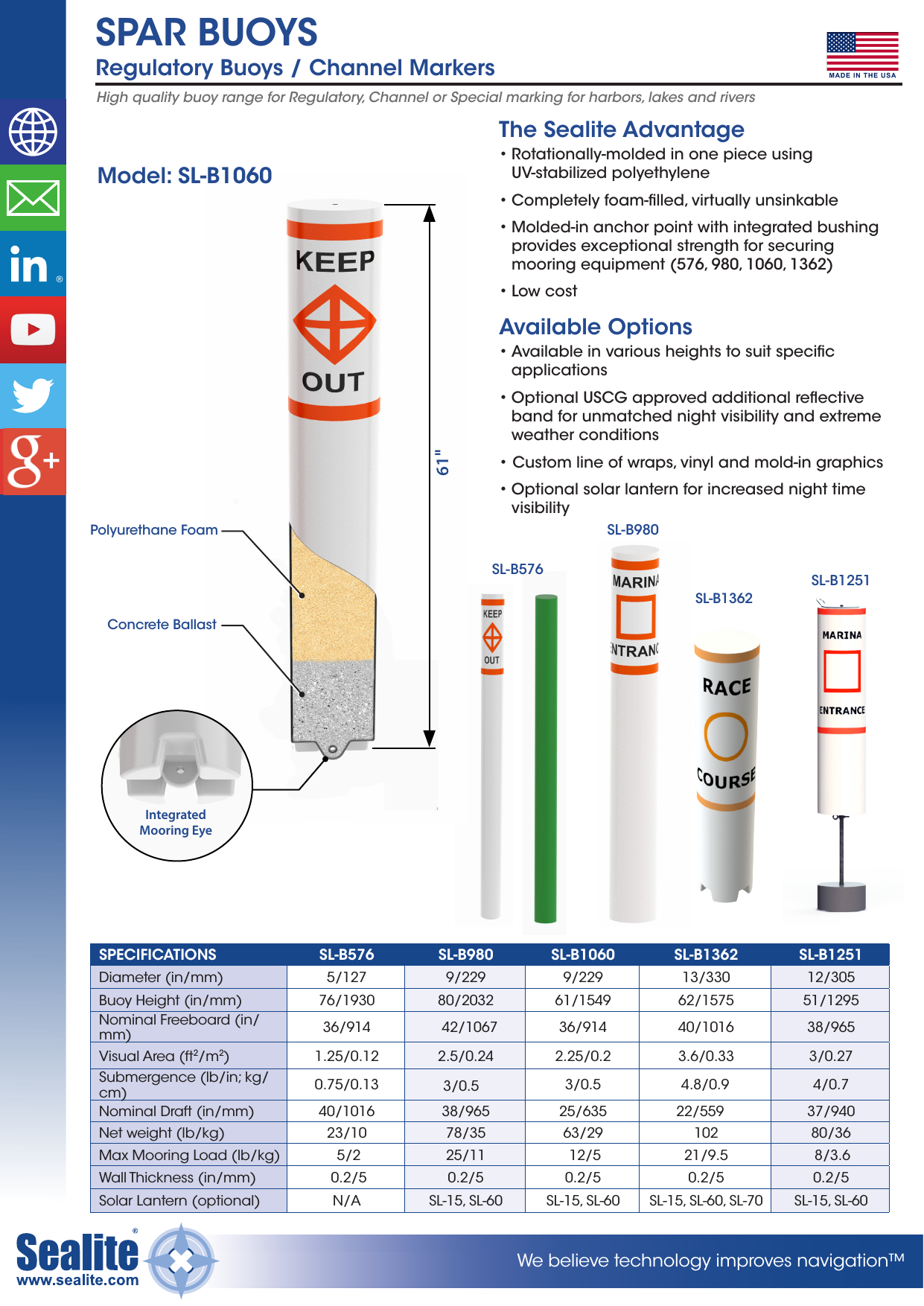 SL SPAR BUOYS REGULATORY CHANNEL MARKERS SPEC V2