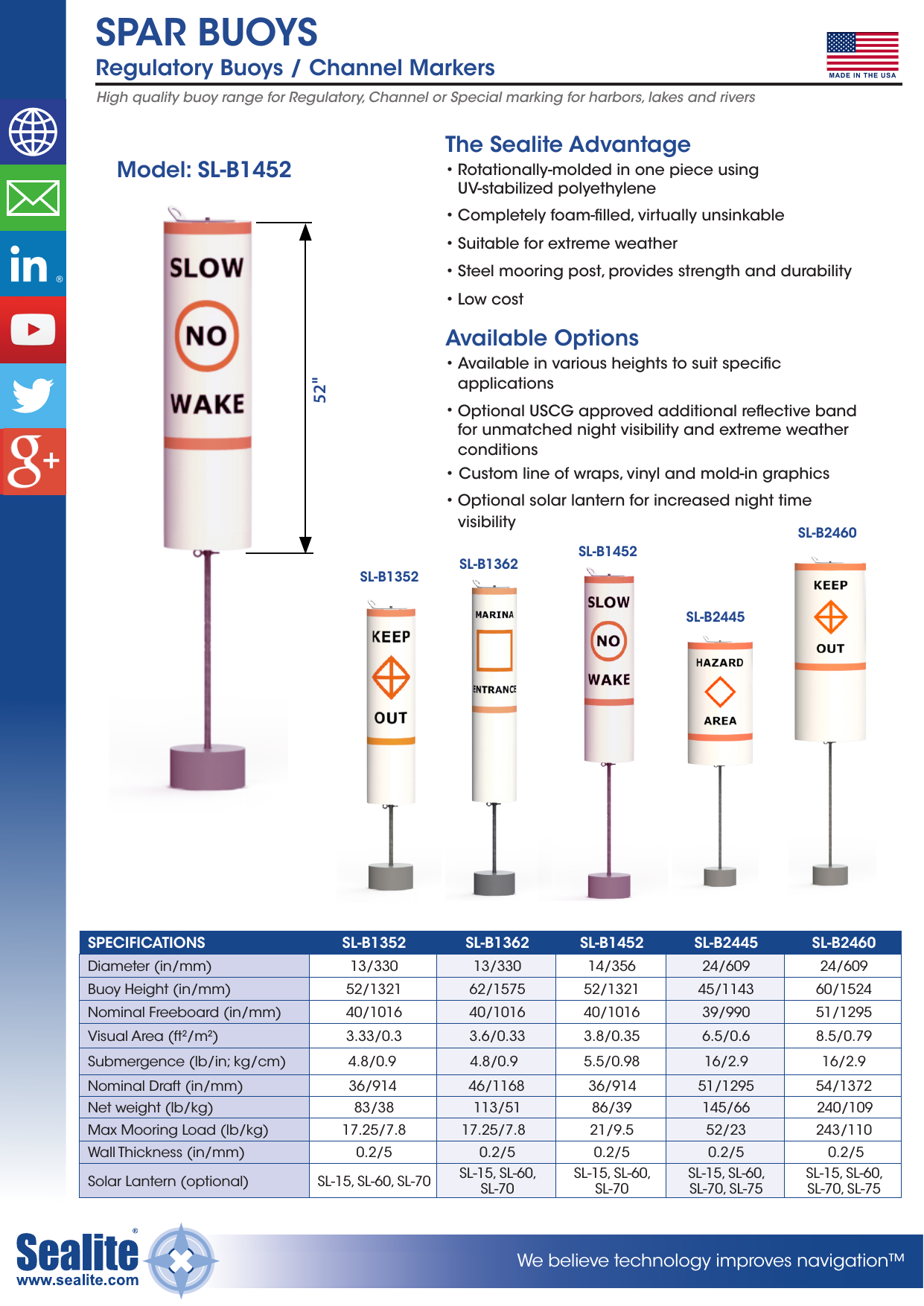 SL SPAR BUOYS REGULATORY CHANNEL MARKERS SPEC V2