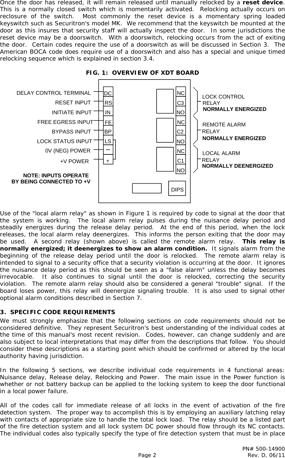 Securitron XDT SERIES 500 14900_D 12, 24 Installation And Operating ...