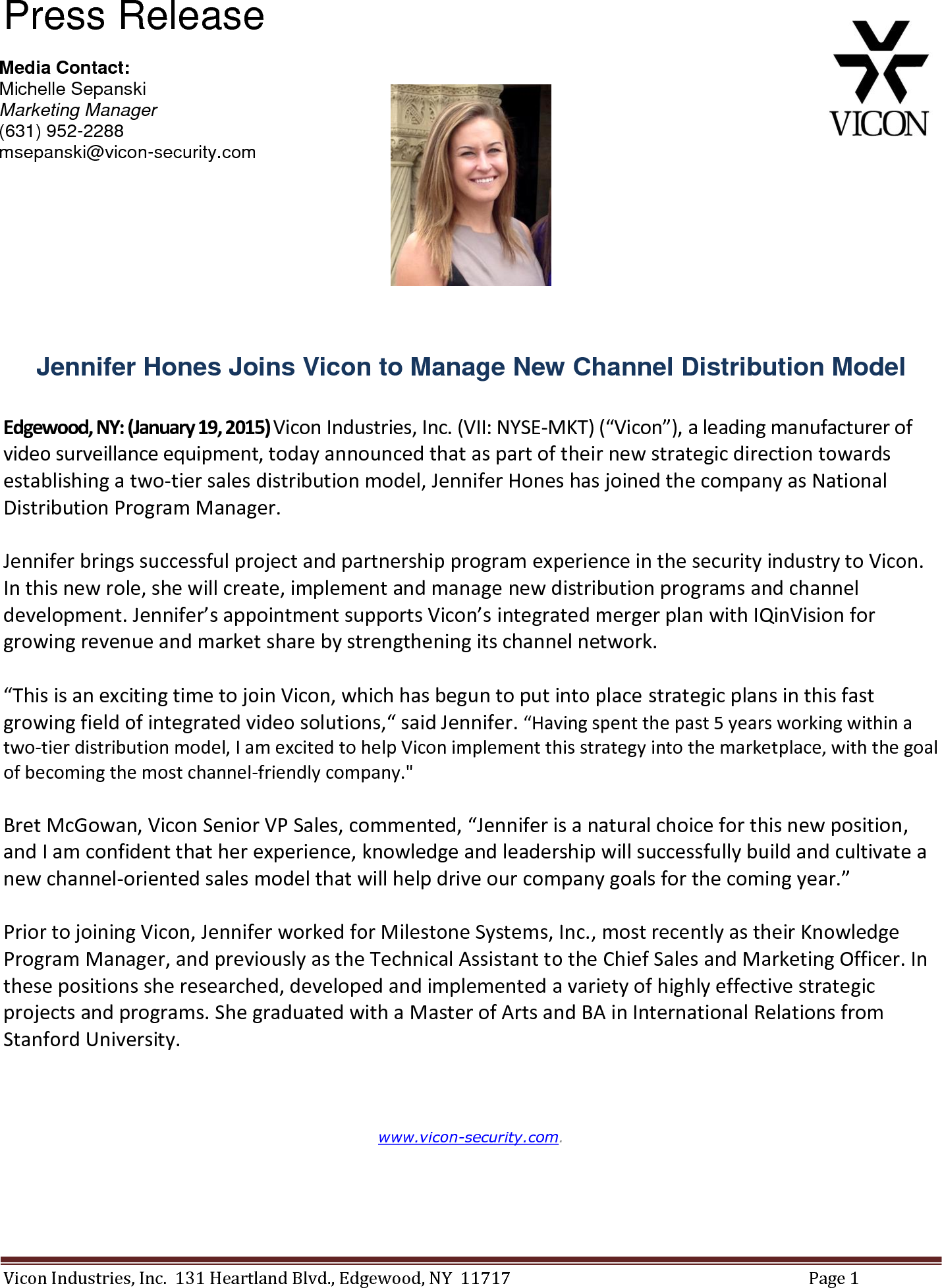 Security Appointment Of Jennifer Hones User Manual