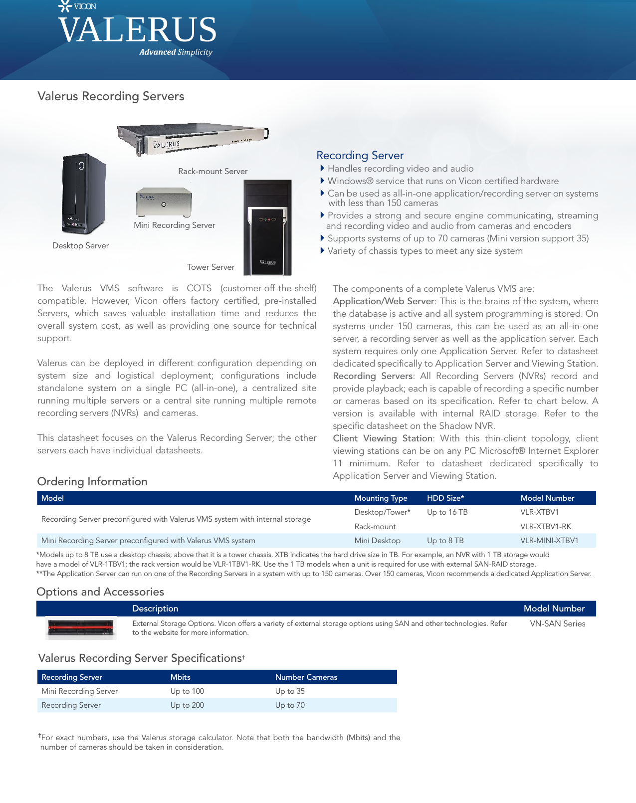 Security Valerus Recserv Datasheet 1 User Manual Rec Serv