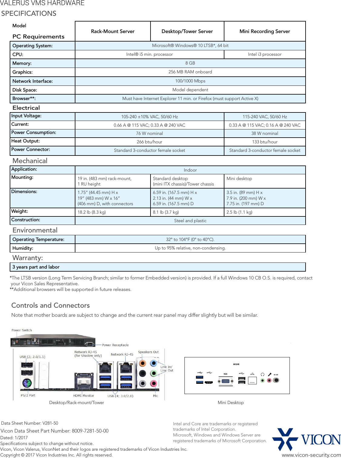 Security Valerus Recserv Datasheet 1 User Manual Rec Serv