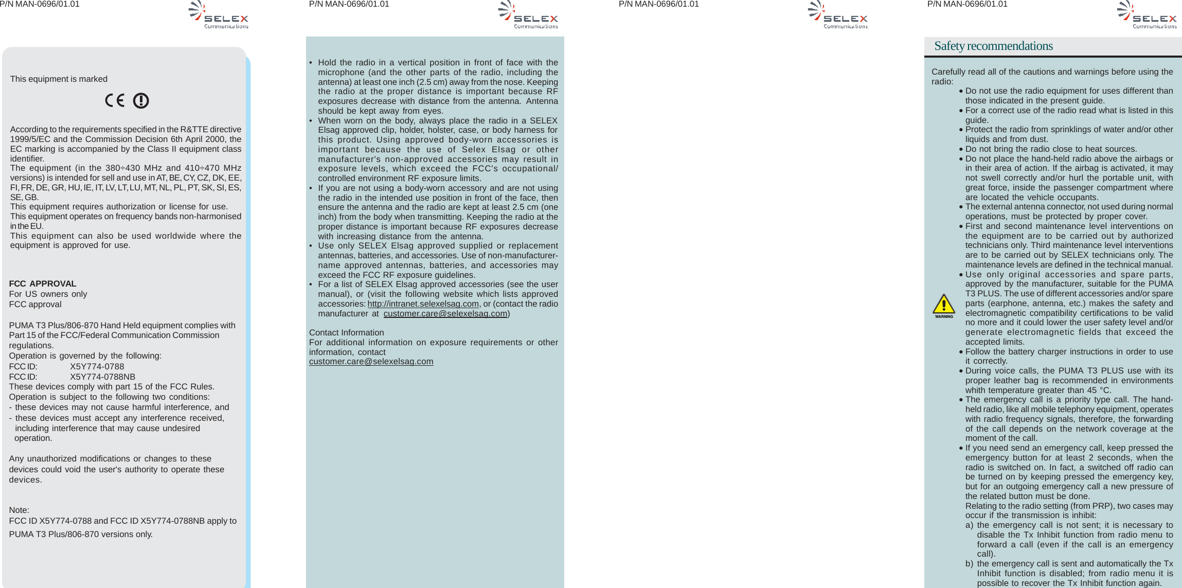 Selex ES 774-0788NB PUMA T3 Plus/806-870 User Manual Puma T3 Plus SR A3 pm6