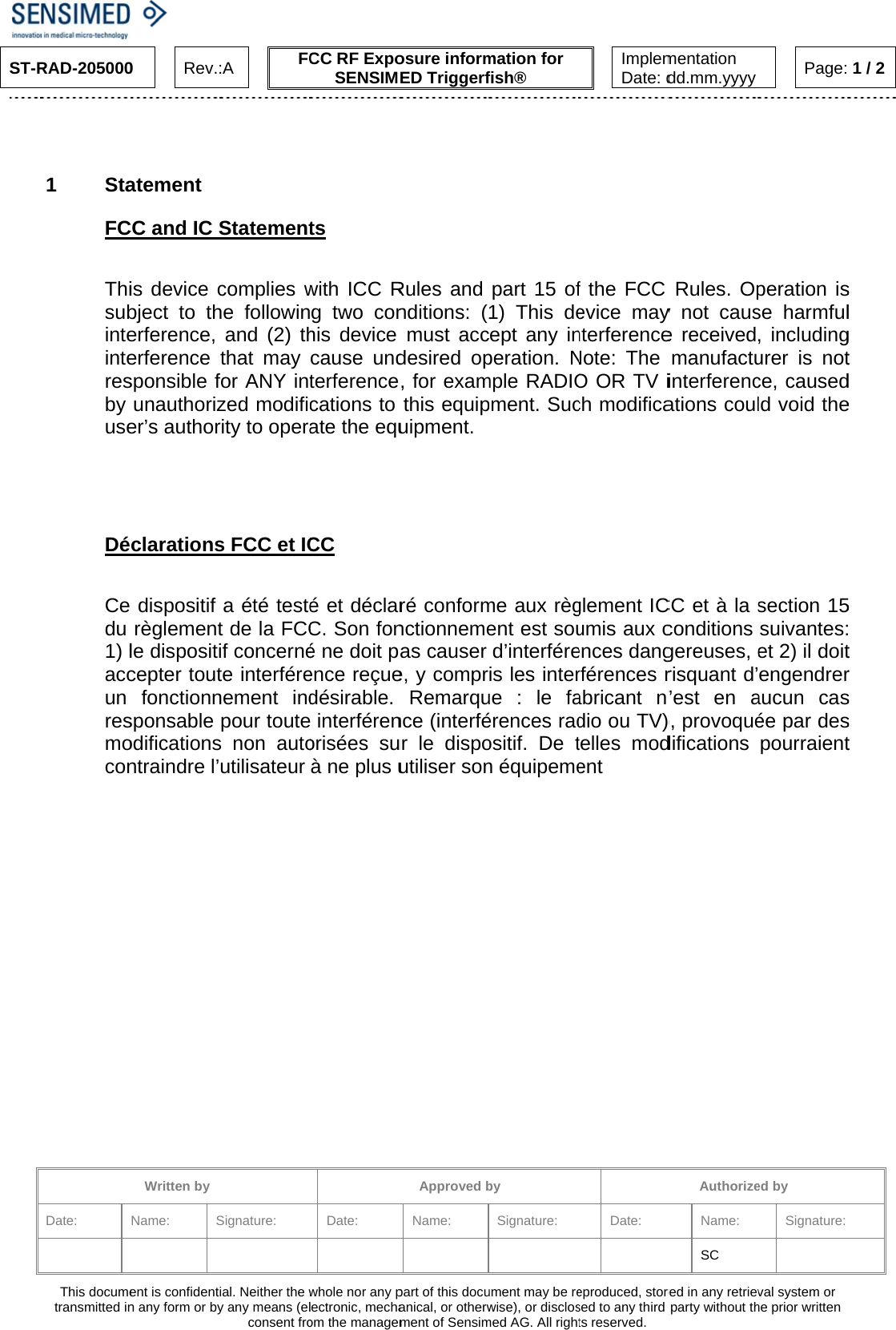 Sensimed SEN-CLS Telemetry Device User Manual ST RAD 205000 A ...