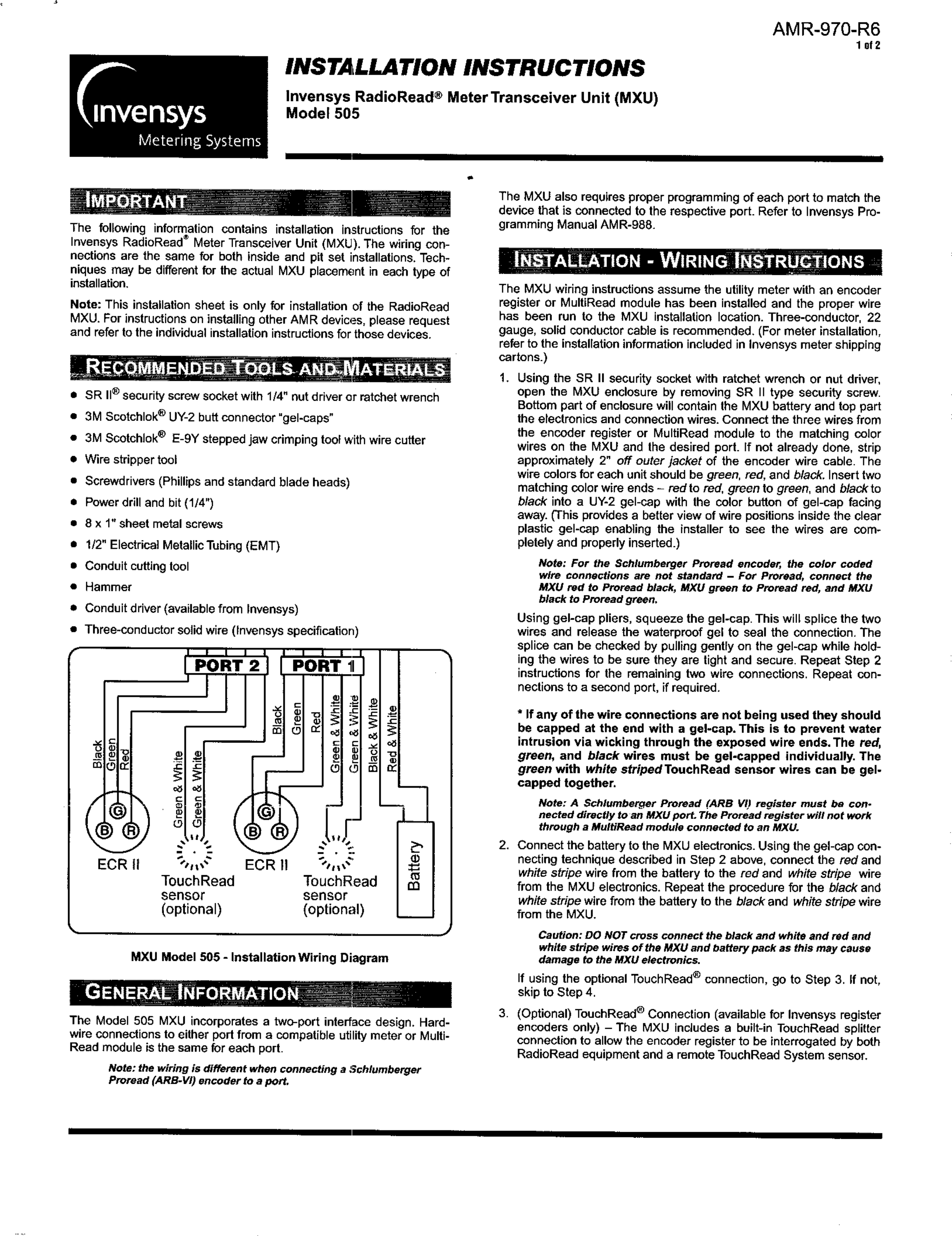 Sensus Metering Systems MXU505C Utulity Meter Reader User Manual ...