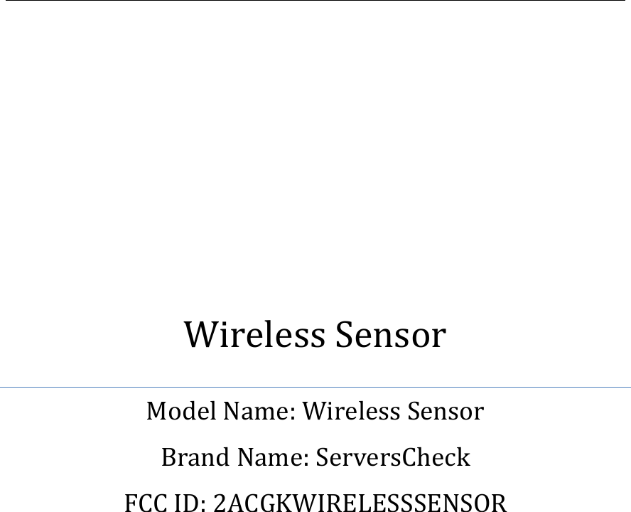 ServersCheck Europe WIRELESSSENSOR Wireless Sensor User Manual