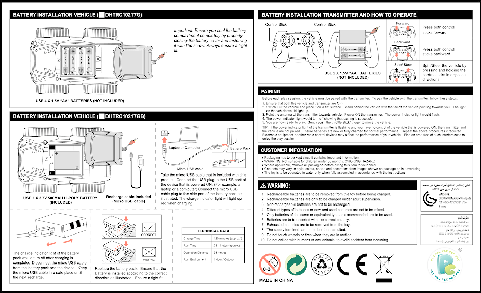 Shantou Dihua 201902 R/C Car User Manual