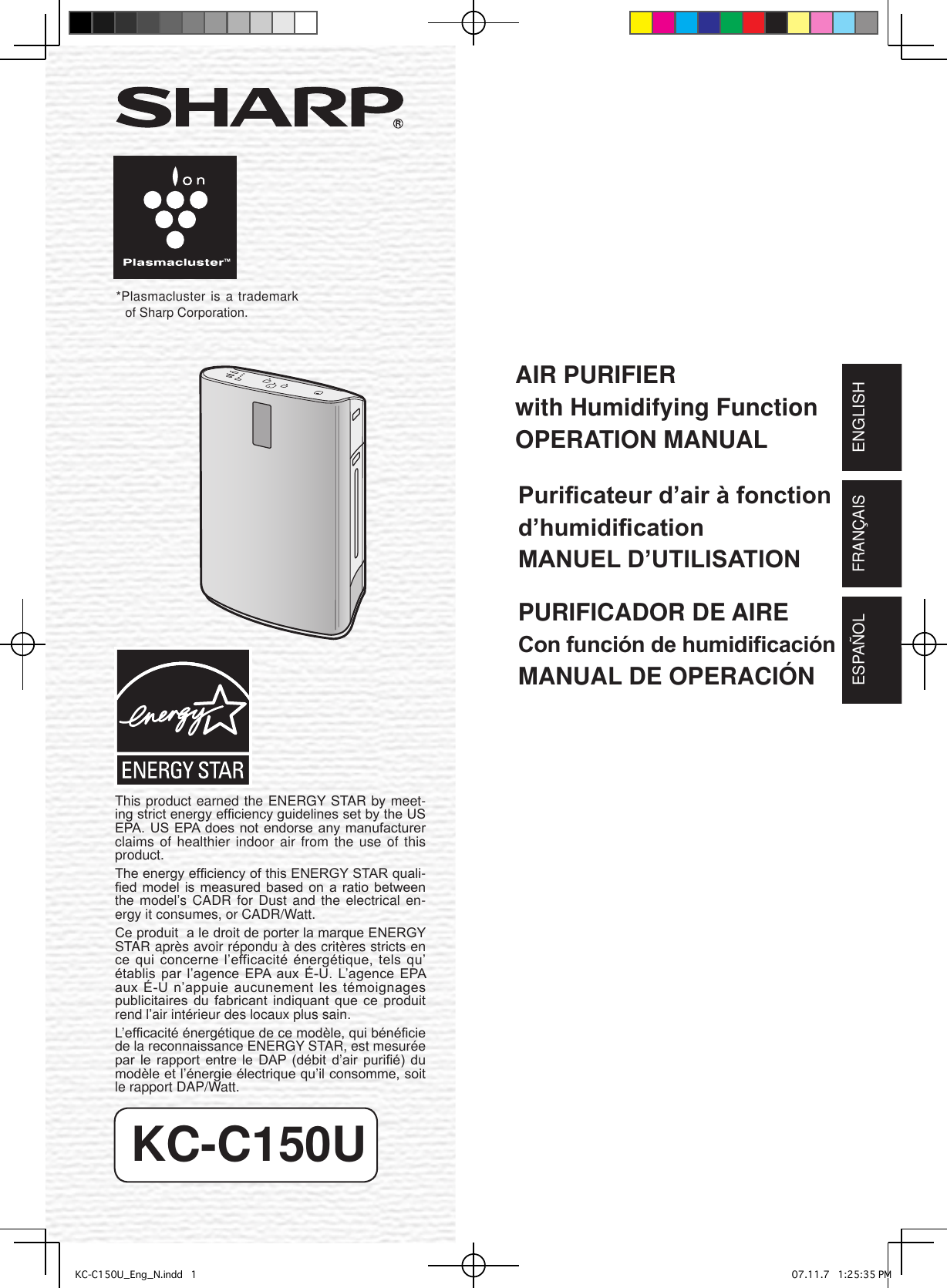 Sharp Kc C150U Operation Manual