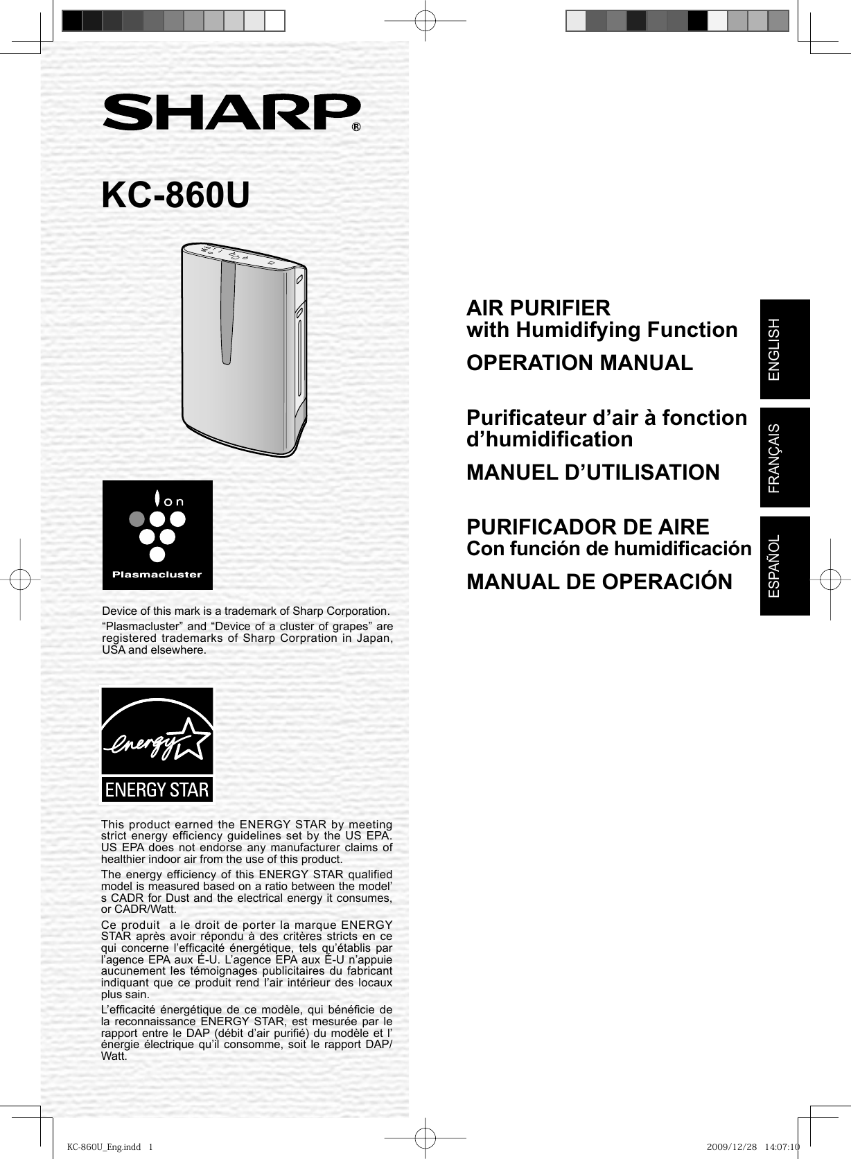 Sharp Kc 860U Operation Manual