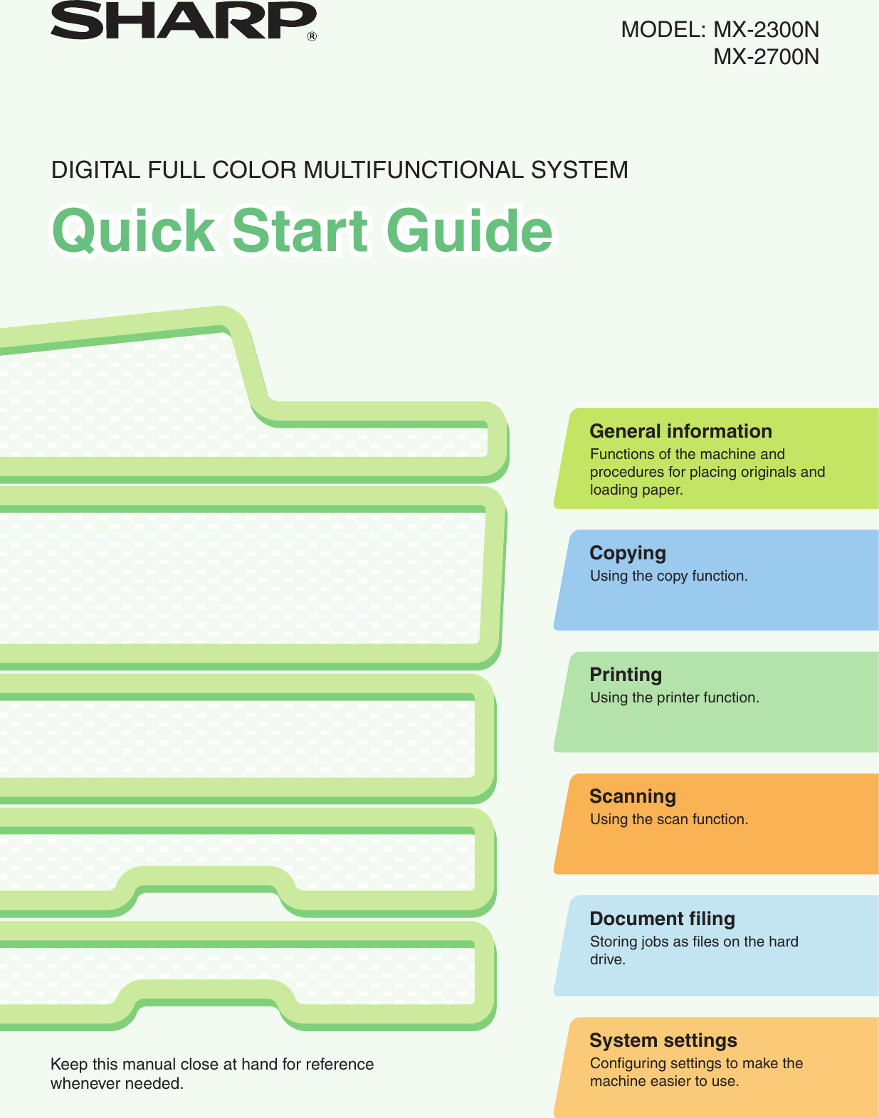 Sharp Mx 2300N Quick Guide | 2700N Start Suite
