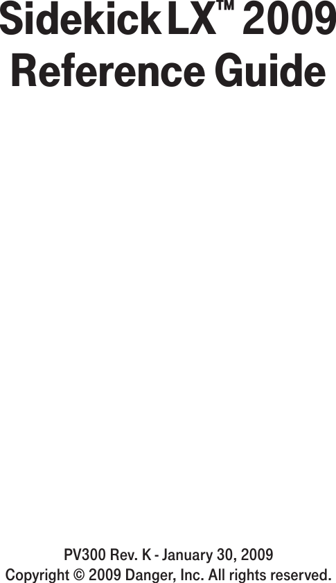 Sharp Pv300 Reference Guide