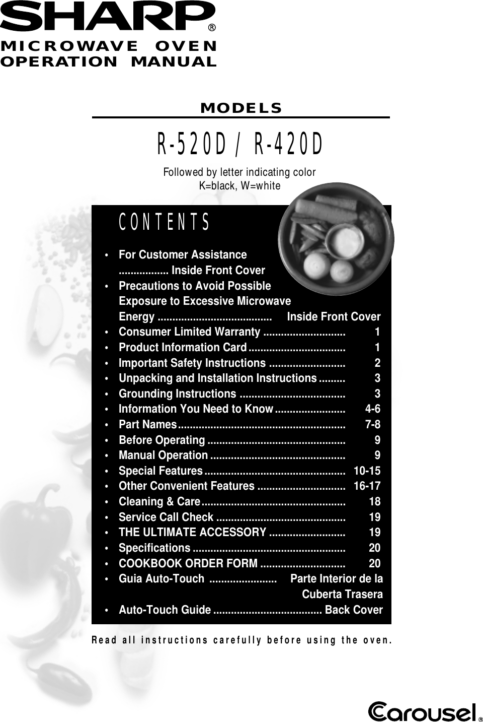 Sharp R 420D Users Manual | 520D Operation