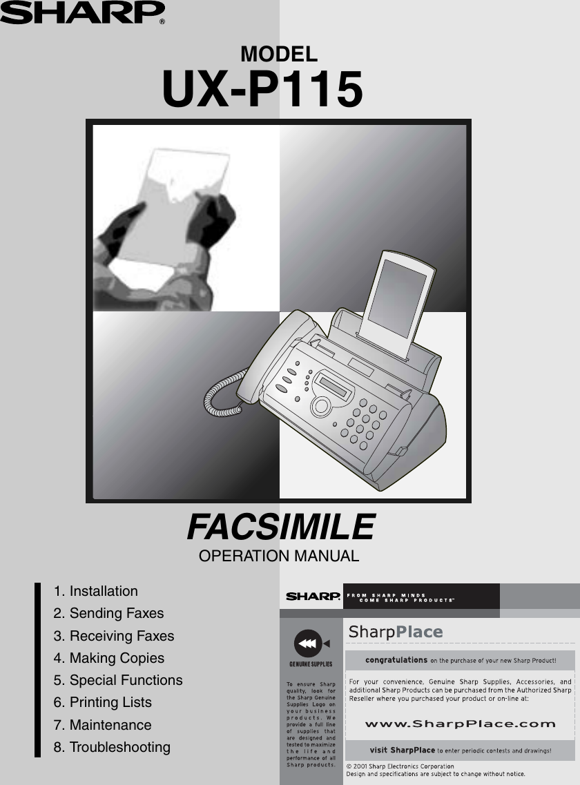 Sharp Ux P115 Users Manual Operation