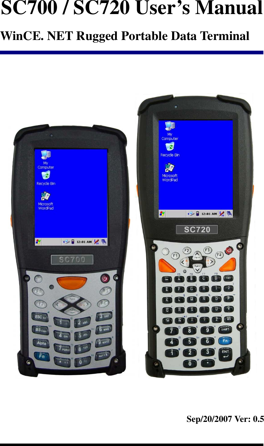 Shin Chuan Computer SC700PDT-BWG Portable Data Terminal User Manual rev2