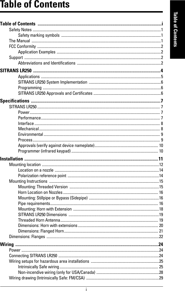 Siemens Canada Siemens Milltronics Process Instruments LR250 SITRANS LR 250 TANK LEVEL PROBING ...