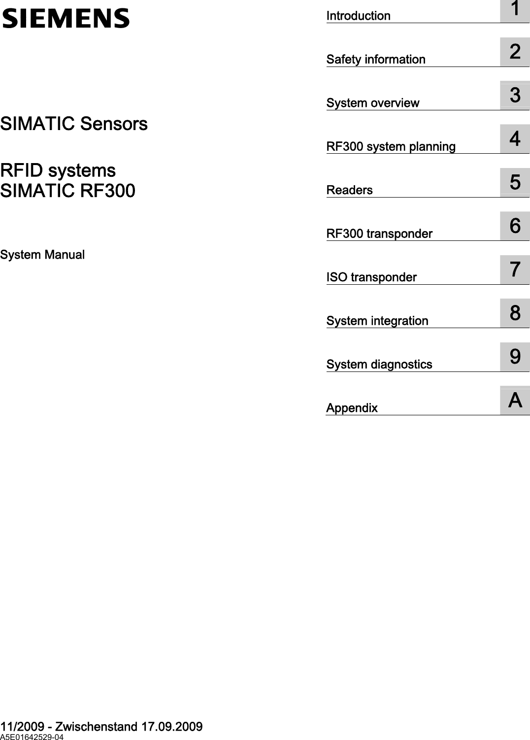 Siemens RF340R01 Inductive Tag Reader User Manual SIMATIC RF300