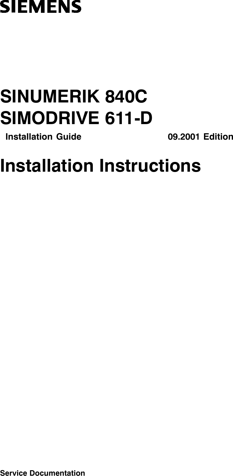 Siemens Simodrive 611 D Users Manual