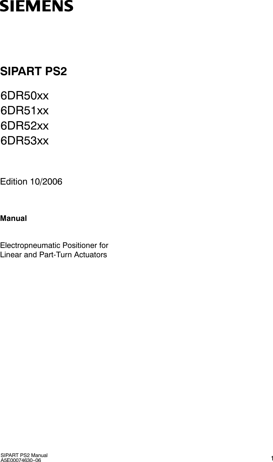 Siemens Sipart Ps2 6Dr50Xx Users Manual S3 4
