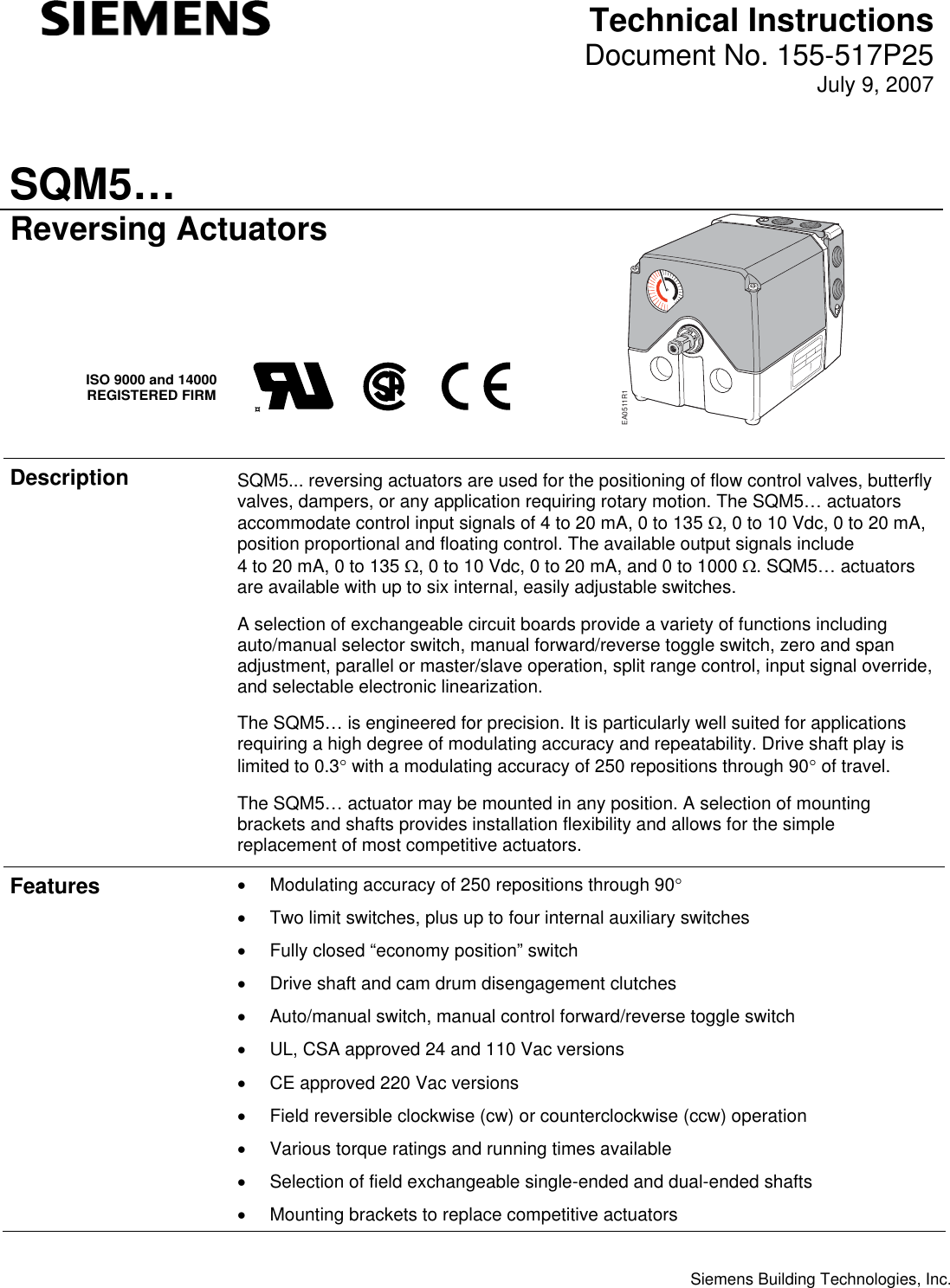 Siemens Sqm5 Users Manual