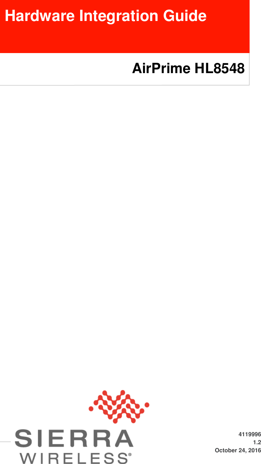 Sierra Wireless HL8548 Cellular/PCS WCDMA Modem User Manual Hardware ...