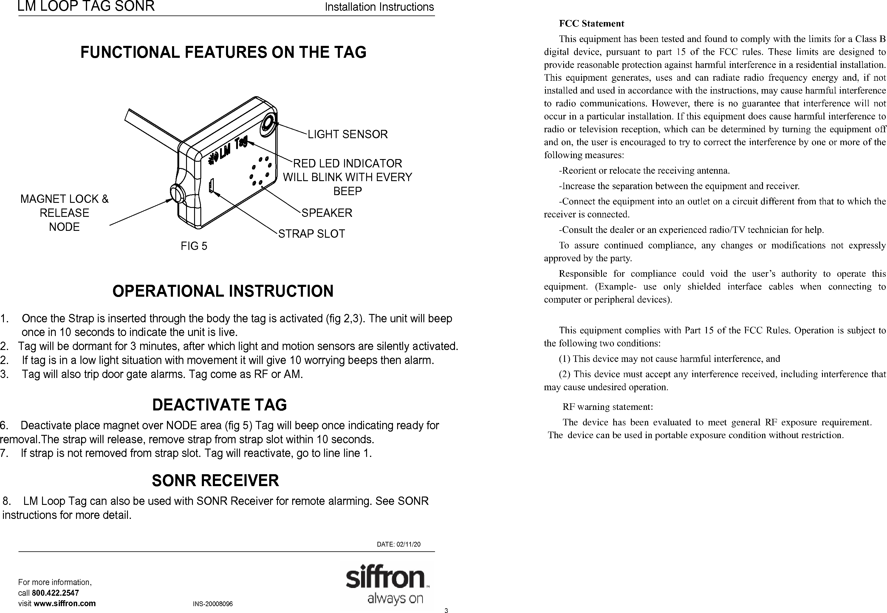 Siffron RL180060 LM Tag Loop with Sonr User Manual 15 RL 18006 0 ...