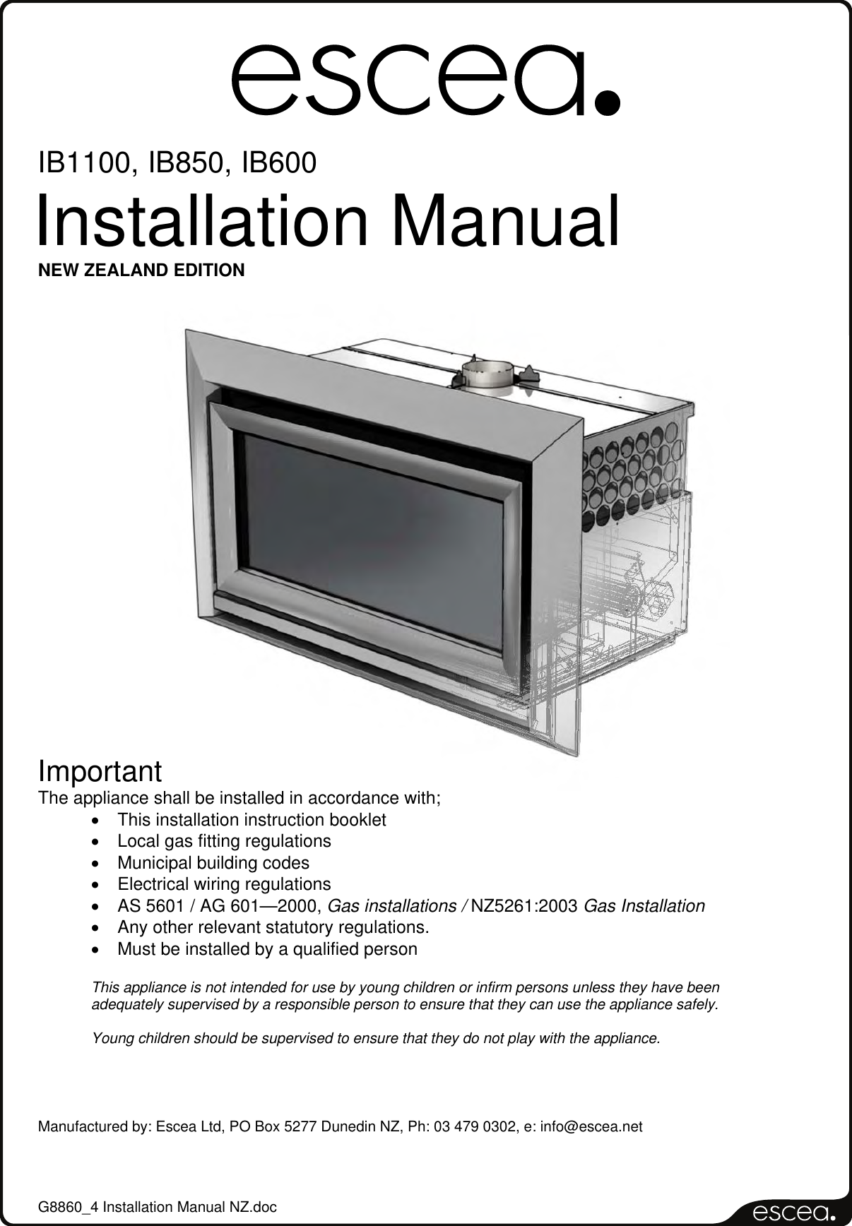 Sigma Ib1100 Users Manual G8860_4 Installation NZ