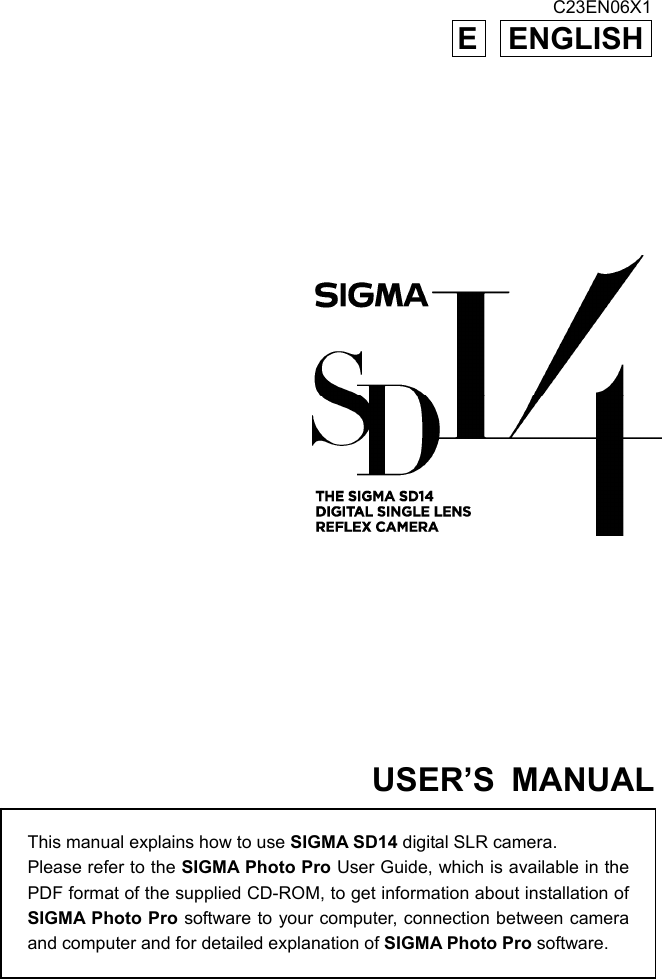 Sigma Sd14 Users Manual C23EN06X1