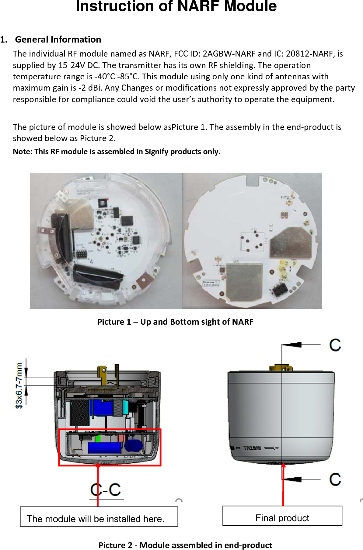 Signify NARF NextGenOLCRF2 User Manual FCC user manula for Module