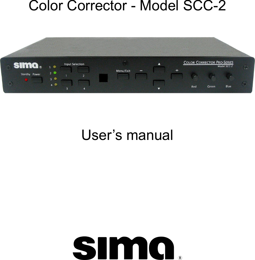 Sima Products Color Corrector Scc 2 Users Manual CCR 8