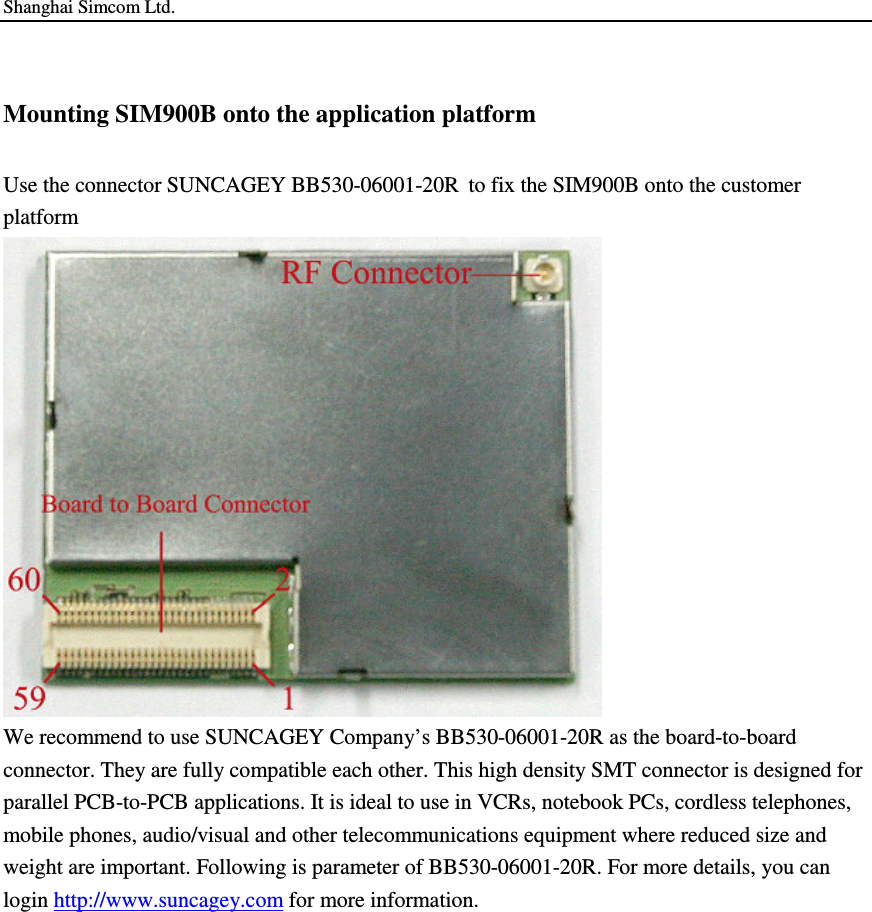 Simcom 1005242010007 SIM900B Wireless Module User Manual Mounting Information