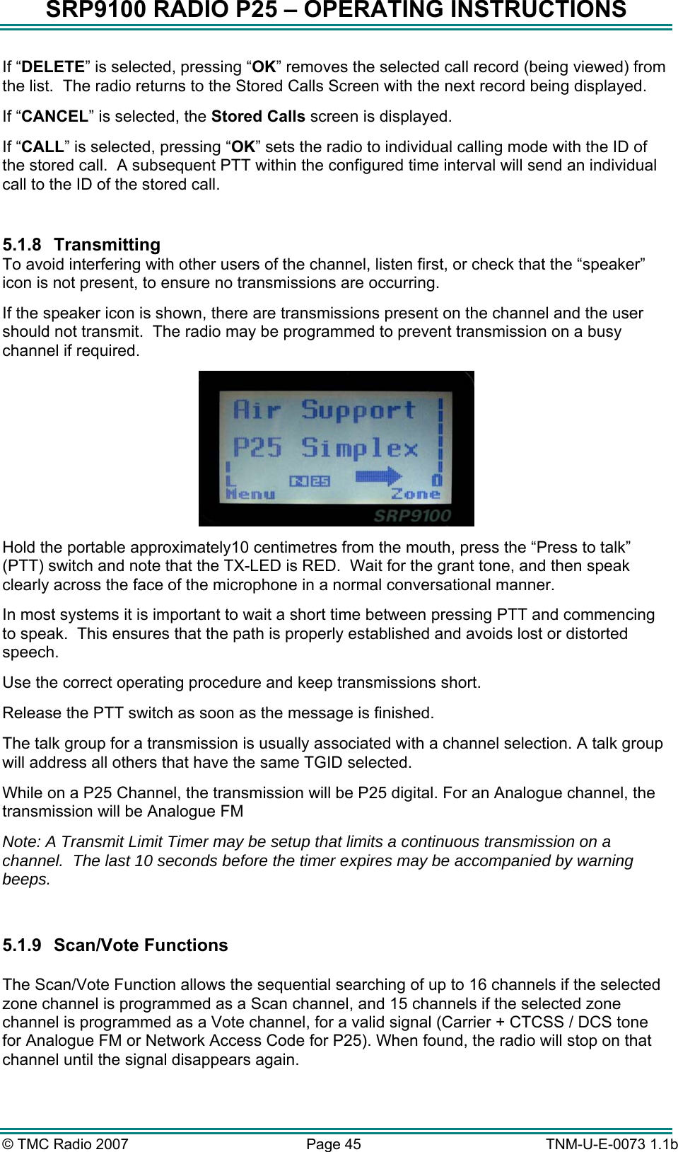 Simoco Australasia SRP9100TU UHF Portable Transceiver User Manual users ...