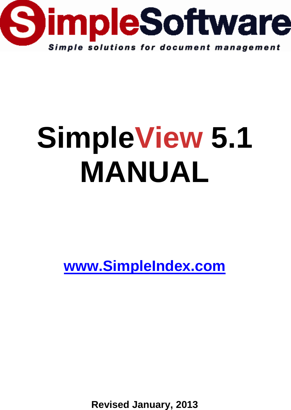 SimpleSoftware Simpleview Manual 5.0 User Simple View