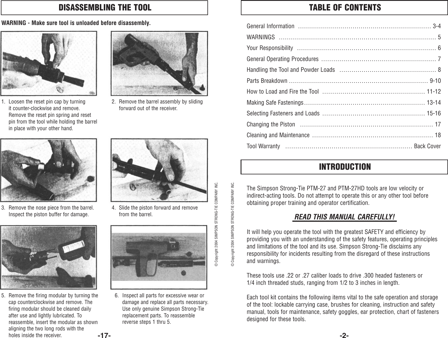 Simpson Drill Ptm 27 Users Manual Operator's