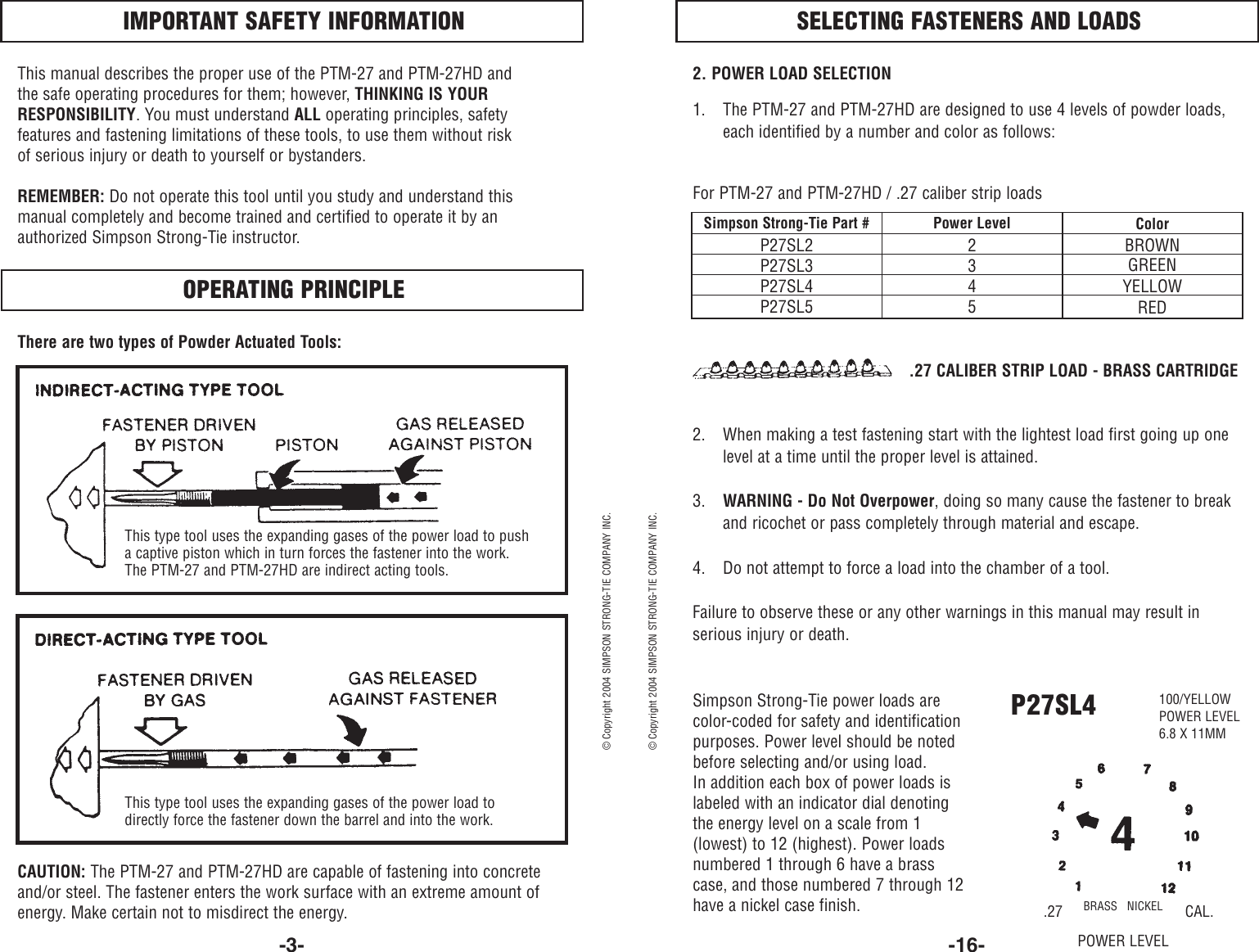 Simpson Drill Ptm 27 Users Manual Operator's