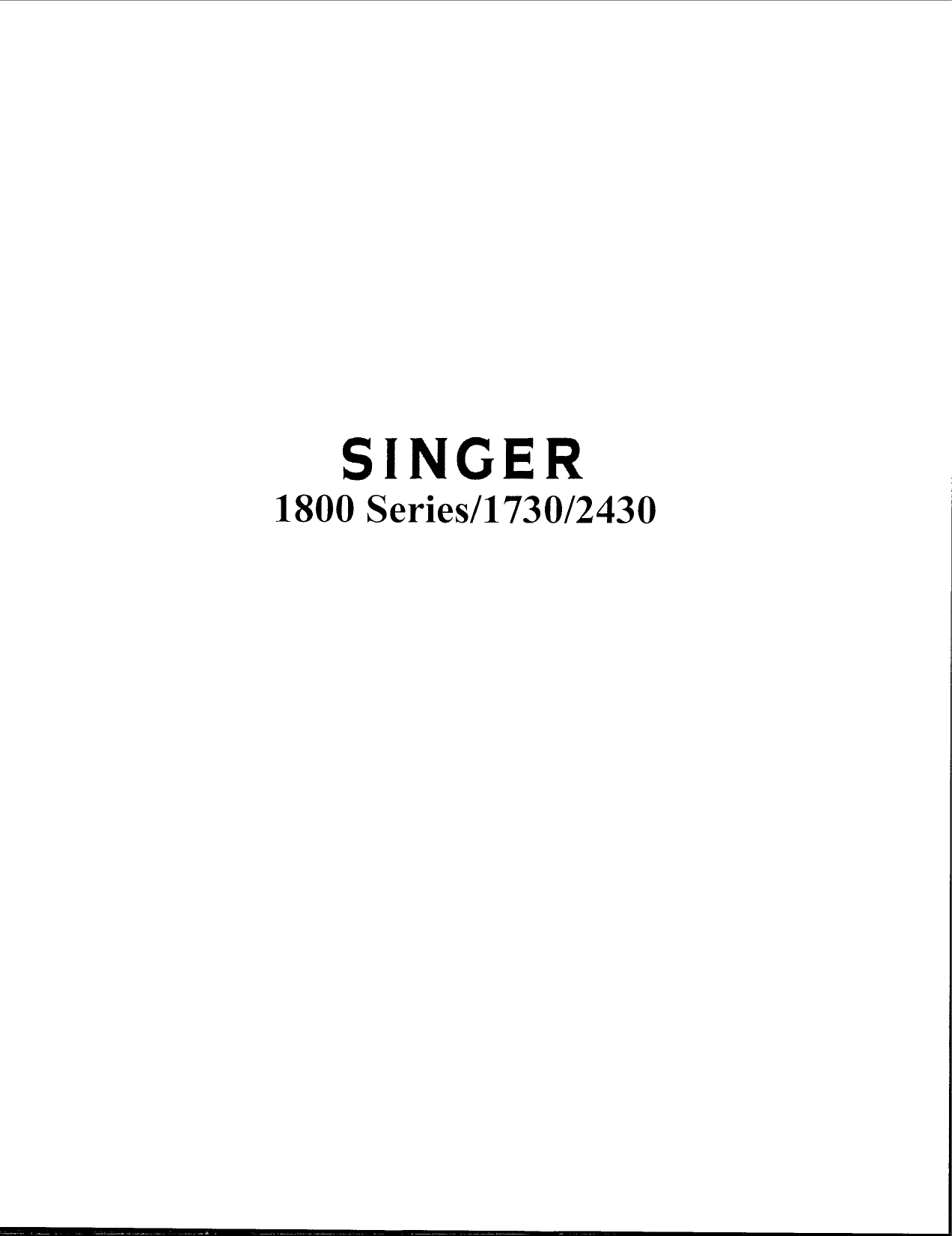 Singer 1730 Users Manual