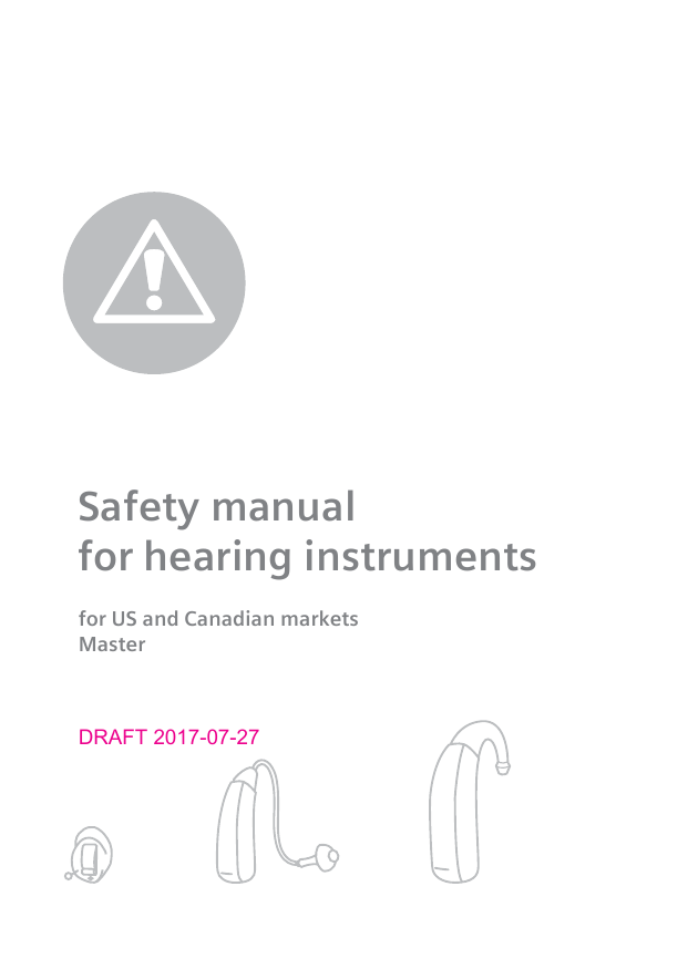 Sivantos BTE001 BTE hearing instrument User Manual Safety manual English