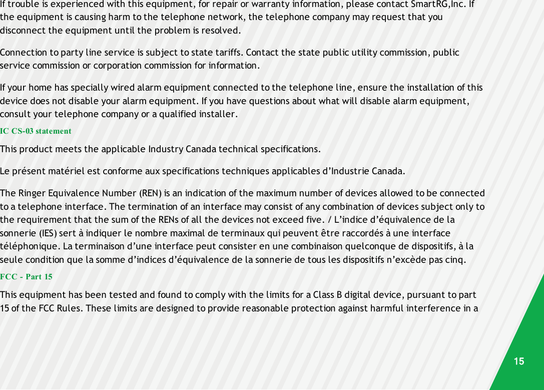 SmartRG SR570A 802.11ac FTTH/VDSL2 Gateway User Manual SR570ac Gateway ...