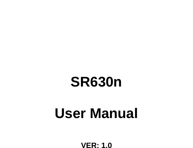 SmartRG SR630N 802.11n VDSL2 IAD User Manual