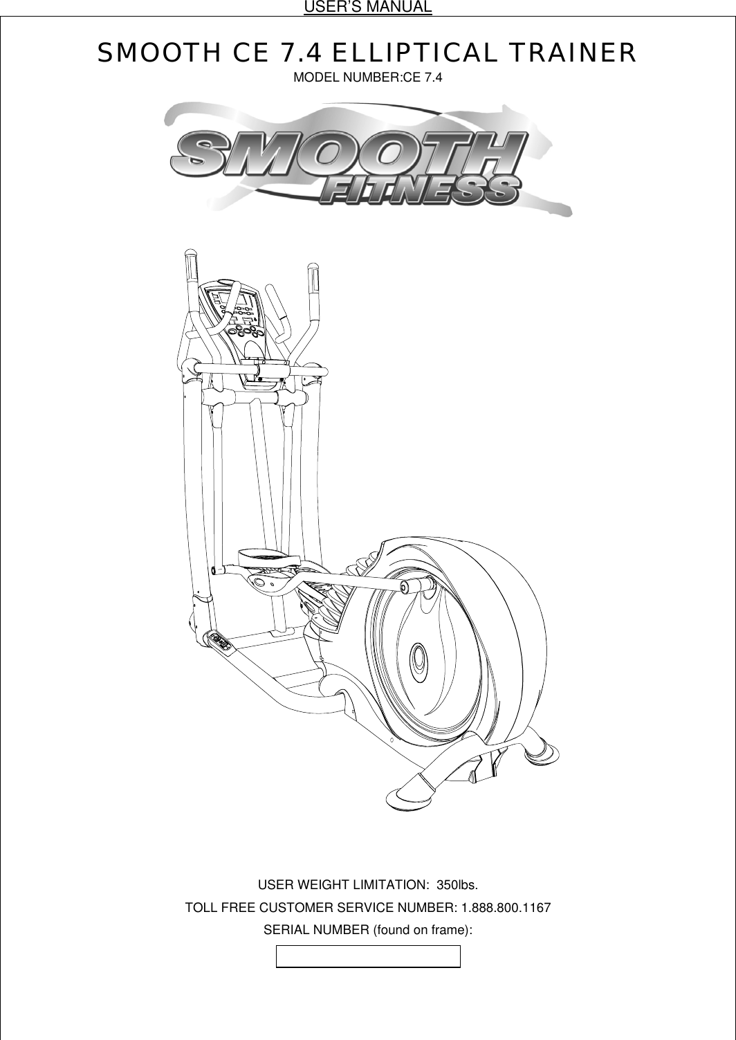 Smooth Fitness Ce 7 4 Users Manual