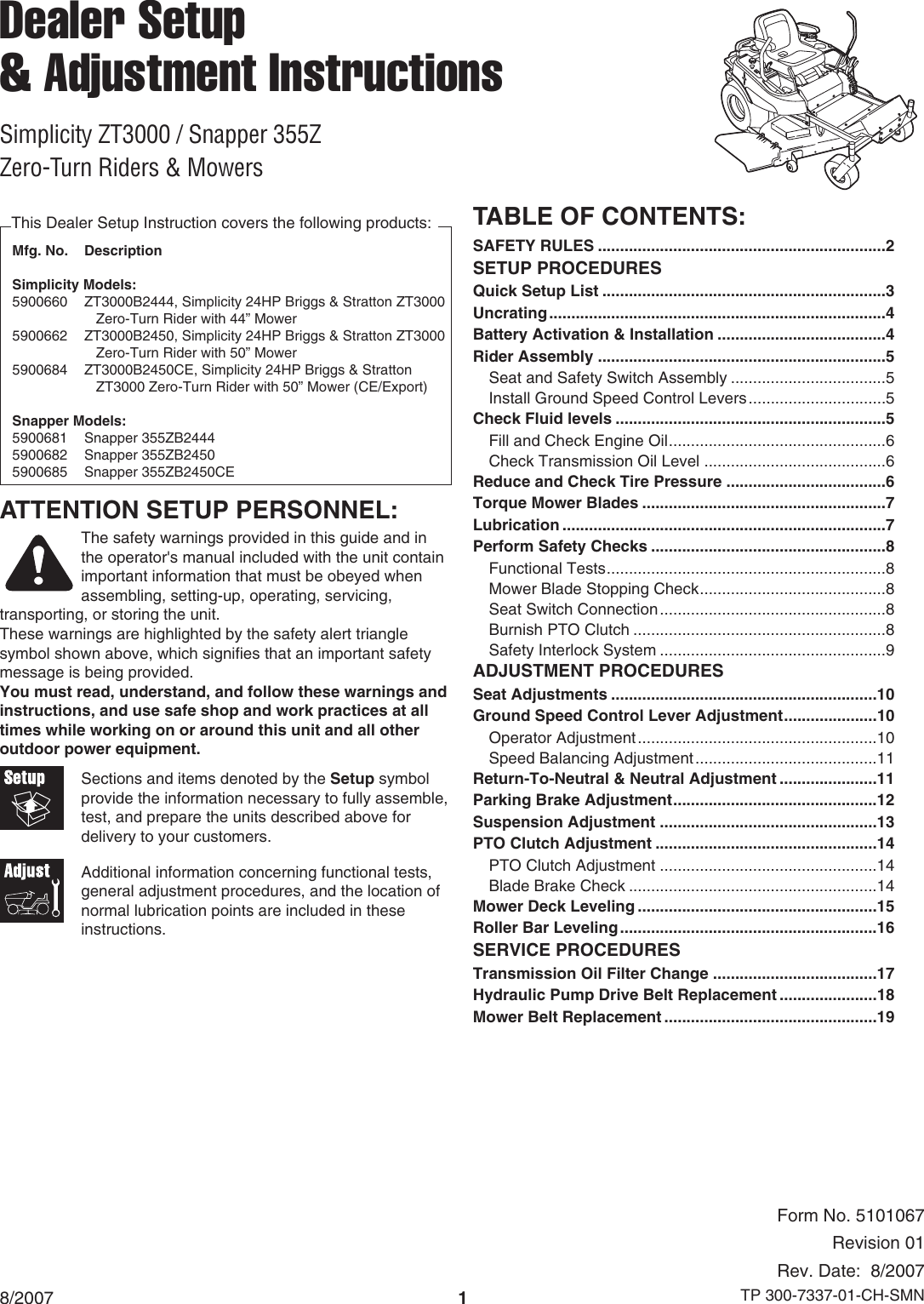 Snapper Simplicity Zt3000 Users Manual TP_300_7337_01_CH_SMN.qxp