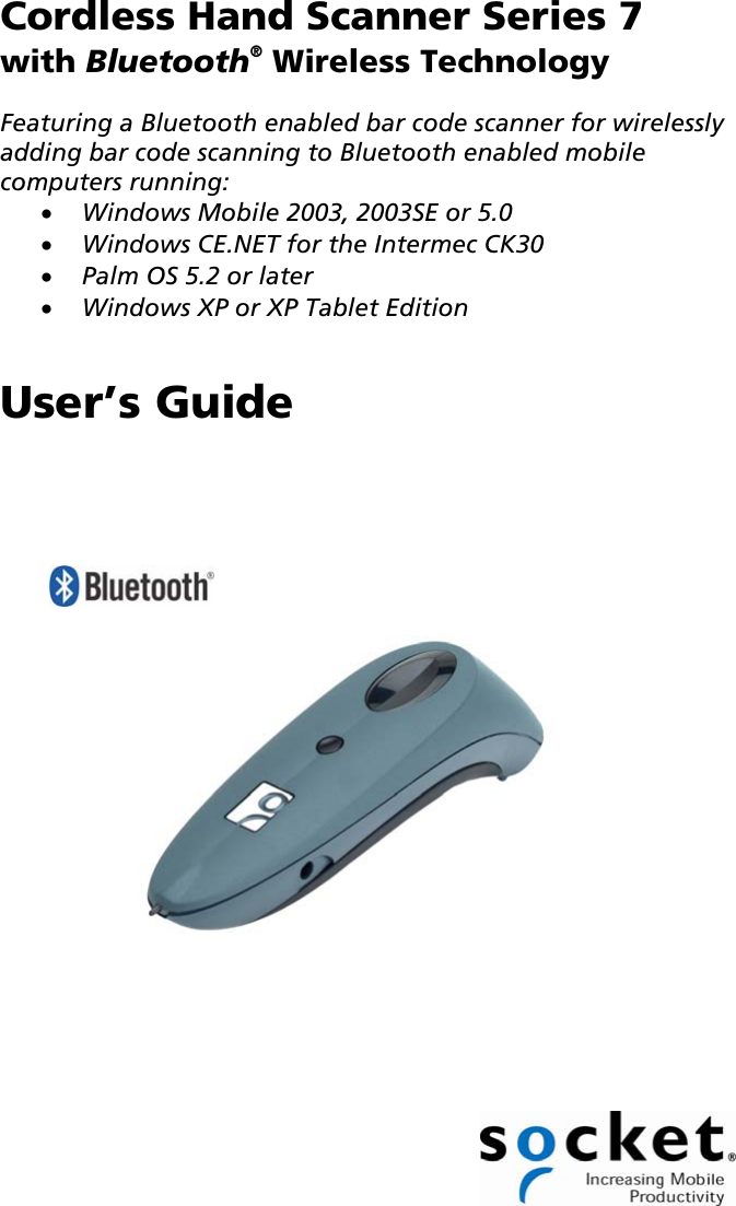 Socket Mobile CHS2 Bluetooth Hand-Held Barcode Scanner User Manual ...