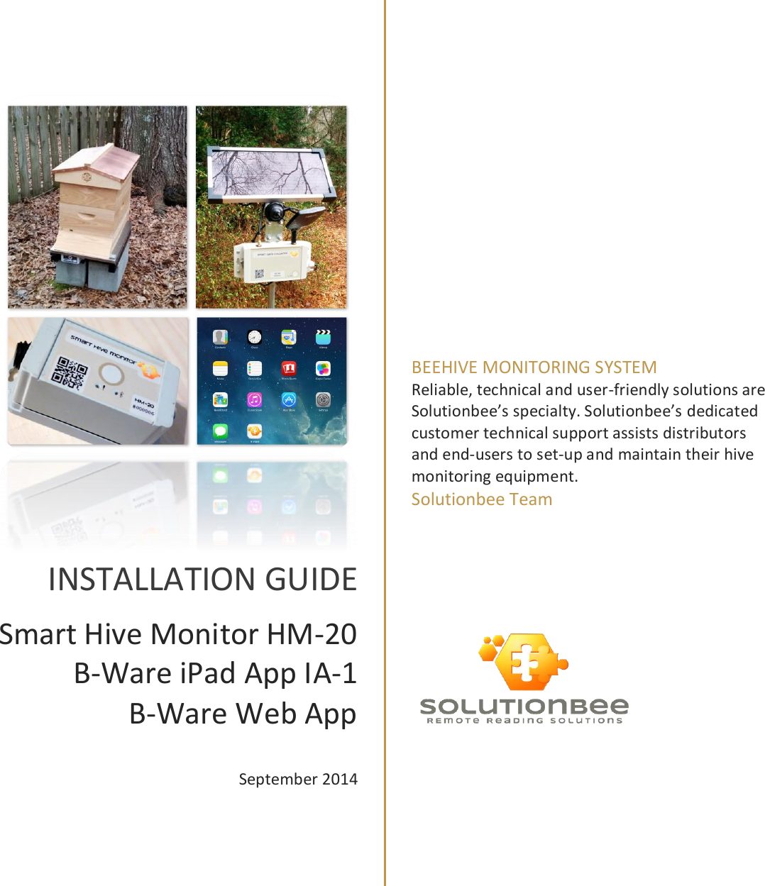 Solutionbee HM Beehive Monitoring System User Manual Installation Guide
