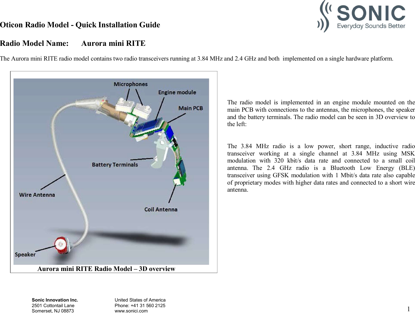 Sonic Innovations AUMRIT Hearing Instrument amplifier module User ...