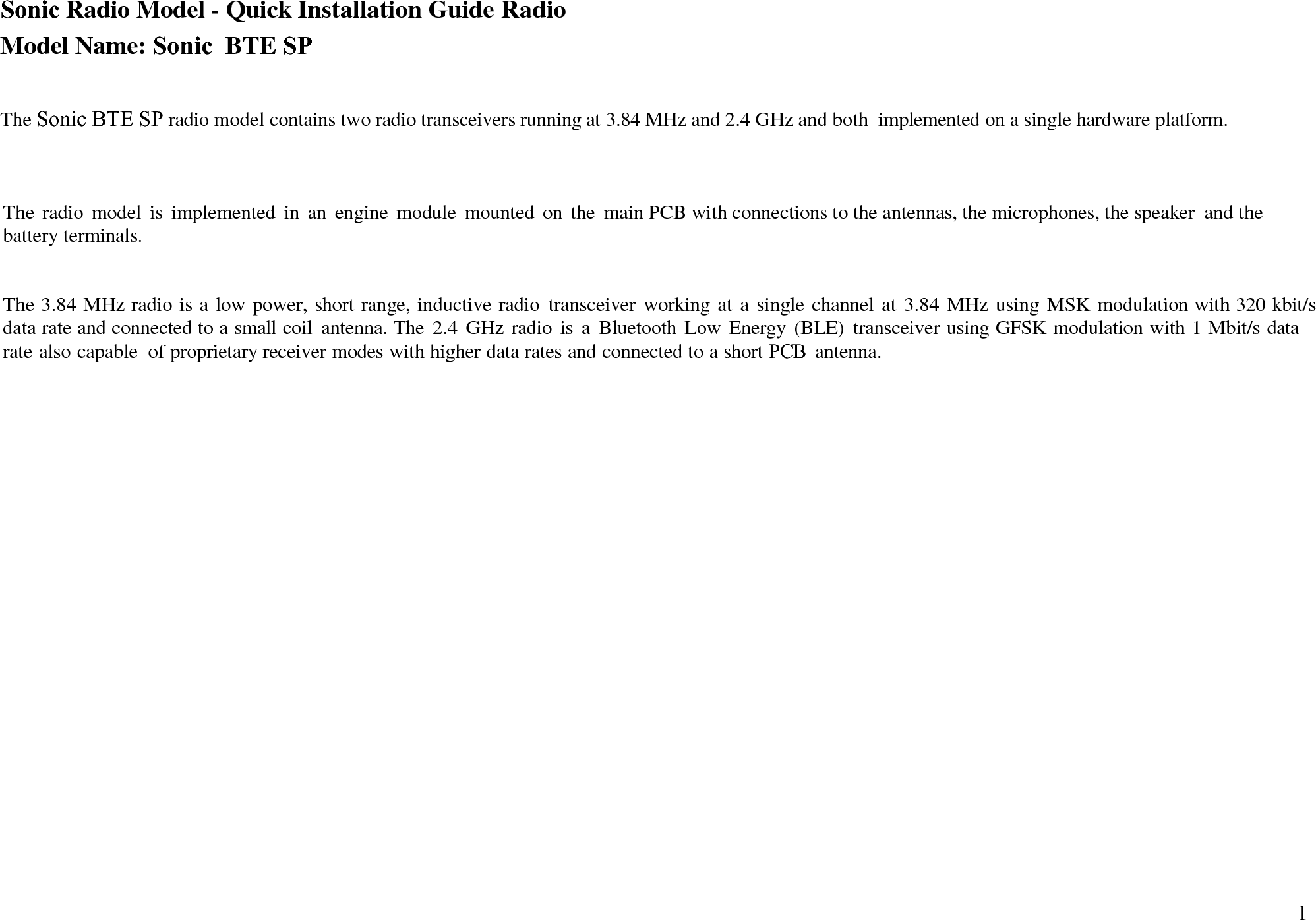 Sonic Innovations SOBTESP Hearing Aid Module User Manual COMPANY LETTER ...