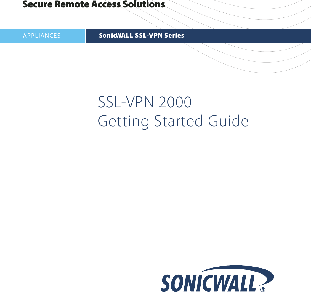 Sonicwall Secure Remote Access Solutions Ssl Vpn 2000 Users Manual Getting Started Guide