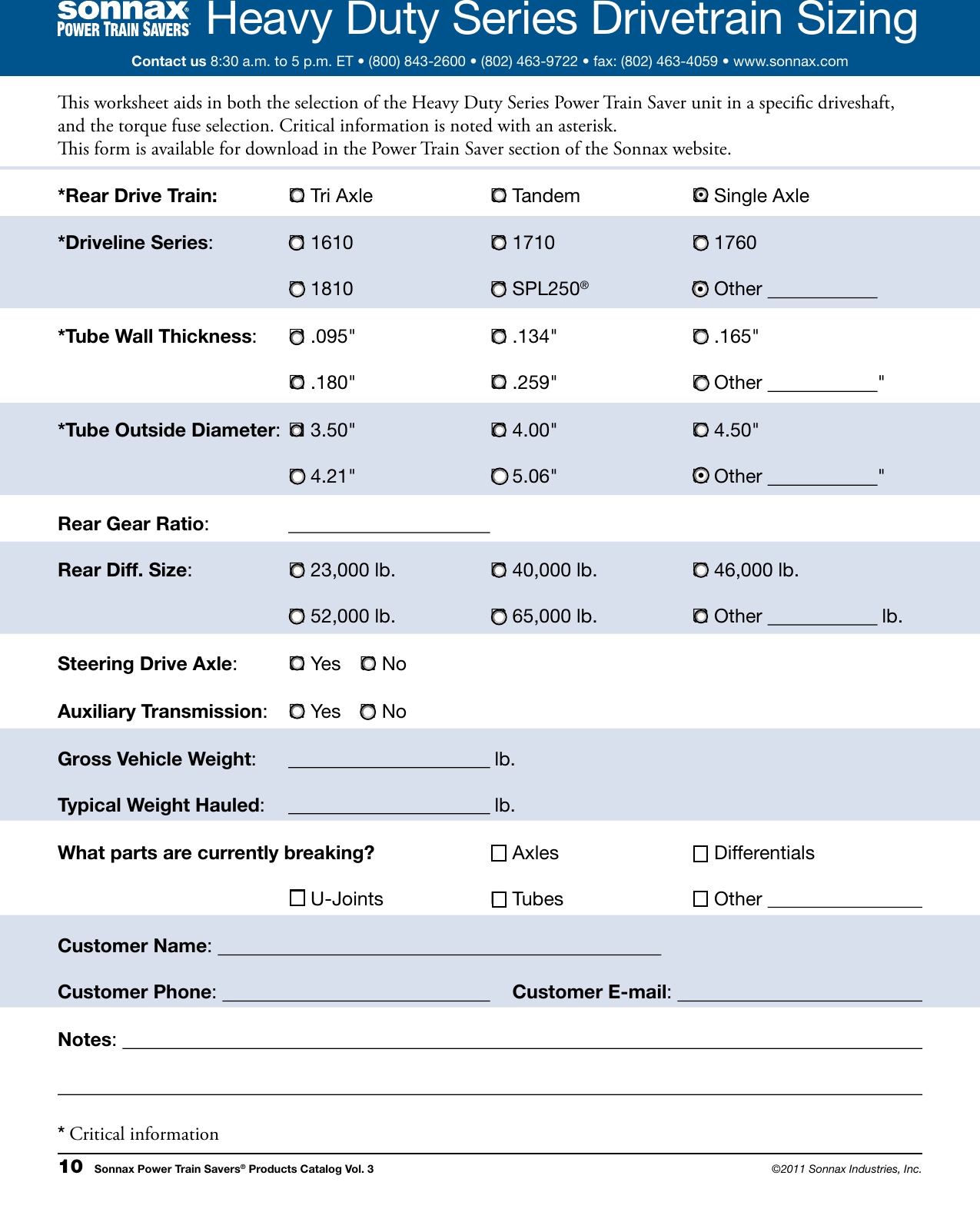 Sonnax PTS Drivetrain Worksheet Interactive
