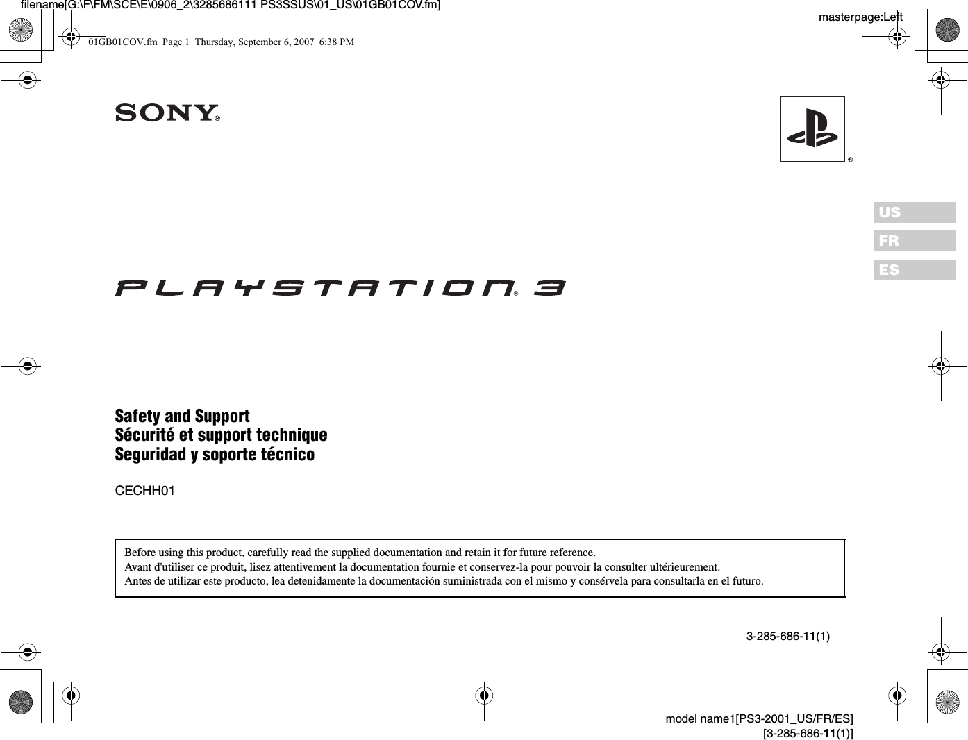 Sony Group CBEH1300 PLAYSTATION 3 User Manual PLAYSTATION 3