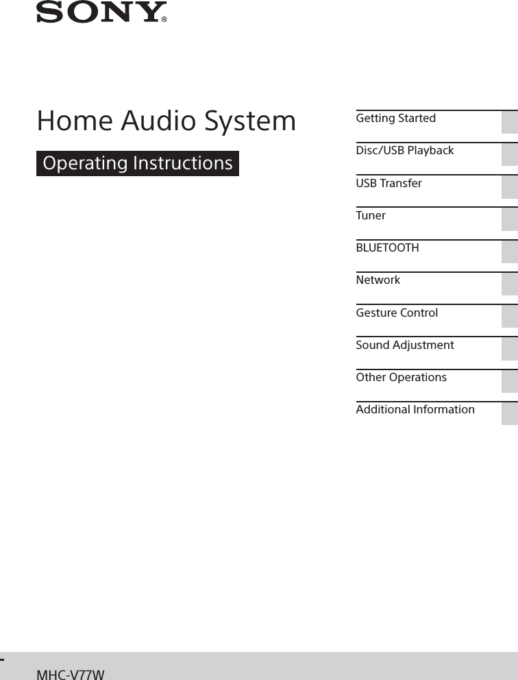 Sony MHC V77W User Manual Operating Instructions 4695546121